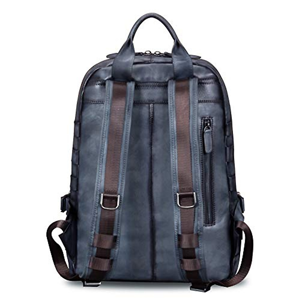 IVTG Genuine Leather Large Backpack for Men Vintage Laptop Knapsack Purse Rucksack Daypack High Capacity for Travel Bag (Gray)
