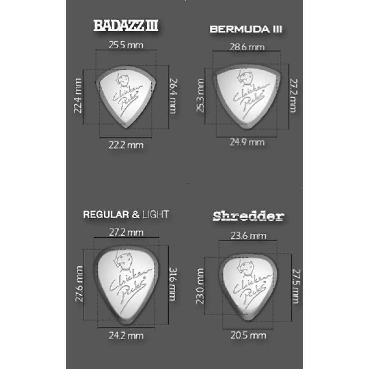 ChickenPicks guitar picks 2 x ChickenPicks Bermuda III 2.1 mm