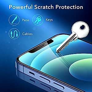 ESR for iPhone 12/12 Pro Screen Protector, Easy Installation Frame, Military-Grade Protection, Ultra Tough, Scratch Resistant, Tempered-Glass Screen Protector for iPhone 12/12 Pro, 3 Pack