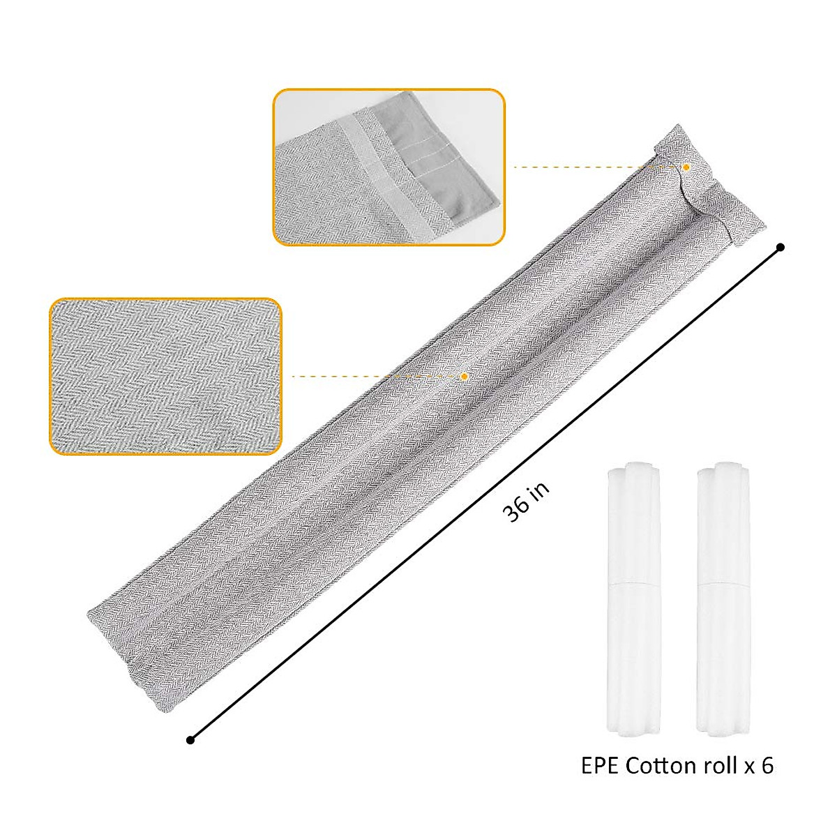 VISEMAN 36 Inch Under Door Stopper-Door Noise Blocker, Double Sided Door Stopper, Machine-Washable