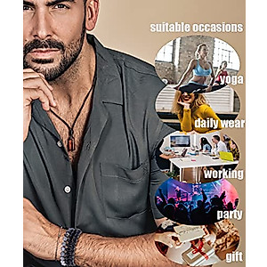 BOMAIL 9Pcs 8mm Natural Stone Beaded Bracelet Set for Men Women Semi-Precious Gemstone Beads Bracelets Matte Lava Rock Volcanic Tiger Eye Stone Yoga Healing Energy Crystal Stretch Bracelets Set