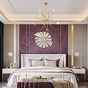 VILUXY Contemporary Chandelier Lighting Fixture 6-Light Antique Brass Brush Paint Finish Mid-Century Pendant Lighting for Dining Room Bedroom Kitchen Living Room