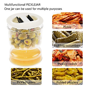 SAODRHFU Pickle and Olive Hourglass Jar - Pickle Jar with Strainer Flip, Pickle Grabber, Juice Separator, Pickle Container, Kimchi Jar for Airtight Food Storage