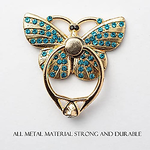 [2 Packs] Butterfly Glitter Bling Bling Phone Ring Holder, Sparkle Phone Ring Grip Artificial Diamond Stand,Rhinestone Cell Finger Ring for Phones,Pad