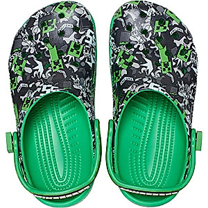 Crocs Classic Minecraft Clogs, Multi Black, 13 US Unisex Little Kid
