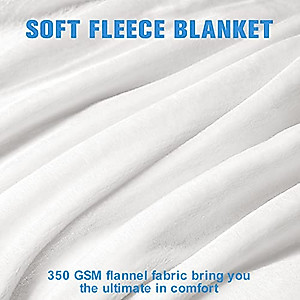 LIANLAM Queen Size Fleece Blanket Lightweight Super Soft and All Season Warm Fuzzy Plush Cozy Luxury Bed Blankets Microfiber (White, 90"x90")