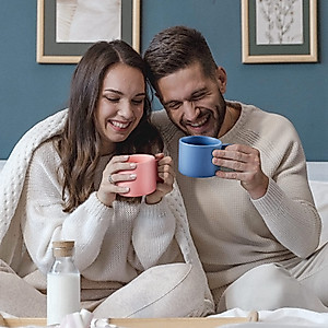 VOBAGA Coffee Mug 11 oz Tea Cup with Flat-Bottom Warming Coffee Milk for Office and Home（Pink