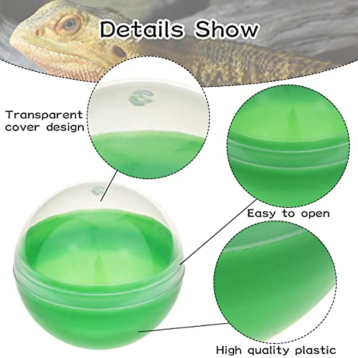 CooShou 6Pcs Lizard Bearded Dragon Feeding Toys Ball Reptile Food Toys Ball Lizard Interactive Toys for Bearded Dragon, Lizard, Gecko and Small Animals