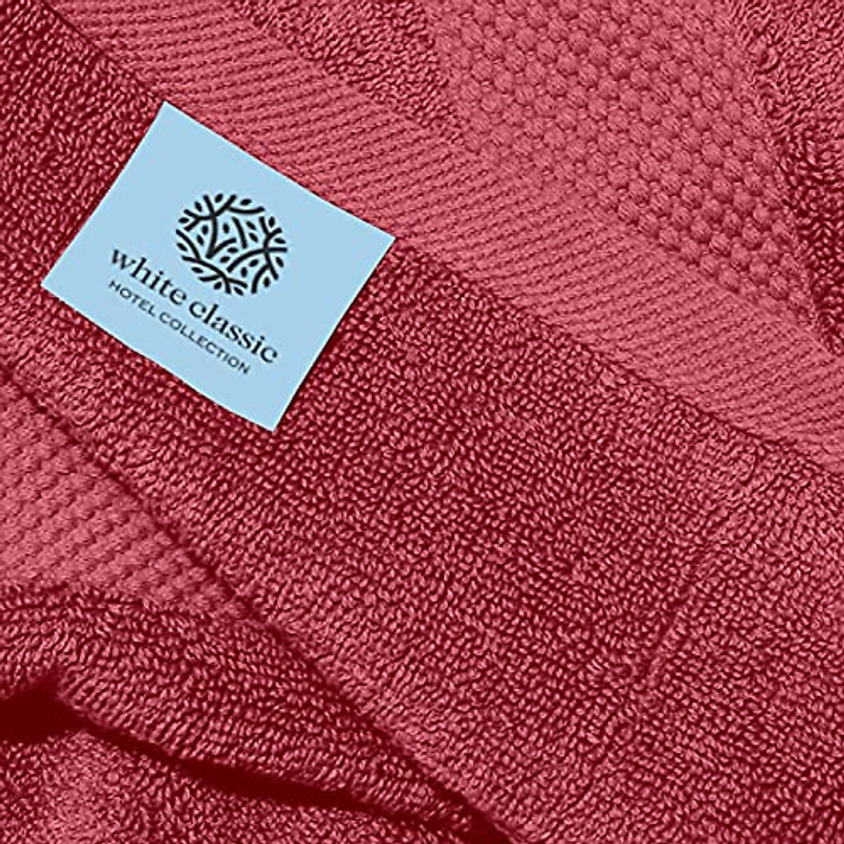 White Classic Luxury Hand Towels | 6 Pack Luxury Cotton Washcloths | 12 Pack Bundle (Burgundy)