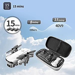 4DV9 Mini Drone for Kids with 720P HD Camera FPV Live Video RC Quadcopter Helicopter for Adults beginners Toys Gifts,Altitude Hold, Waypoints Functions,One Key Start,3D Flips,3 Batteries,Gray