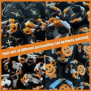 Halloween Stanley Cup Accessories Set,Personalized Charm Including Straw Cover,Handle rope,Halloween stickers,cup ring,plush pendant,Silicone Boot,Heart Buttons(Pumpkin)