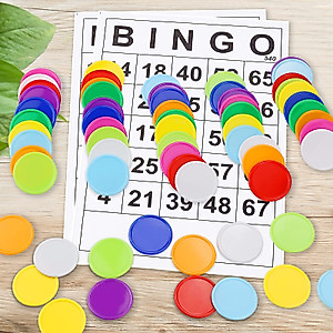 YEXPRESS 500 Pieces Plastic Poker Chips, Poker Card Game Chips Bulk, Counting Discs Markers for Learning Math Counting, Game Play, 37mm/10 Colors