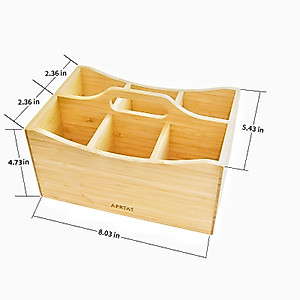 APRTAT Bamboo Flatware Utensil Caddy,Utensil Holder For Outdoor Picnic, Kitchen Storage-Holds Silverware, Forks, Knives, Spoons And Other Utensils | Size-8.03 L x 5.43 W X 4.73 H in
