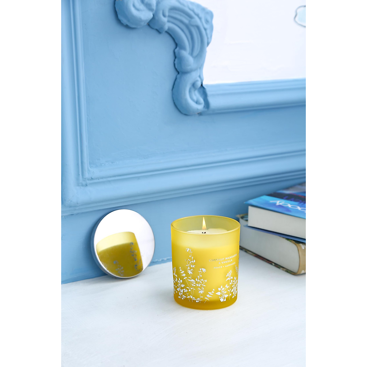 Coconut Mandarin and Vanilla Wood Wick Scented Candle | Big Candle for Home Decor 10.6 oz Scented Soy Candle, Relaxing Candles for Women and Men, Aromatherapy Candle Gift