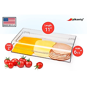 Pikanty - Fridge and Freezer Deli Keeper with Hinged Lid. Great for Meat, Cheese, Bacon, Cold Cuts and more. Made in USA