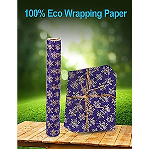 TOYPOPOR Christmas Wrapping Paper Roll 17in x 100ft (44CM x 30M), Eco-Friendly Recyclable Kraft Paper for Kids Boys Girls Man Women Gifts, Presents, Arts & Crafts, Traditional Festive Design