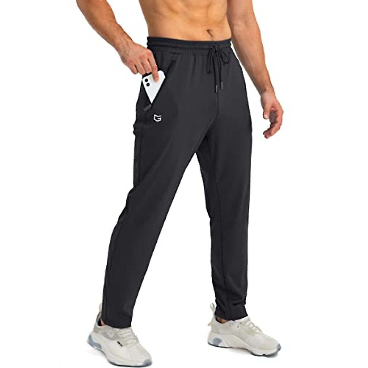 G Gradual Men's Sweatpants with Zipper Pockets Tapered Joggers for Men Athletic Pants for Workout, Jogging, Running (Black, Medium)