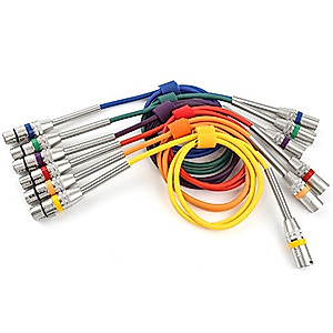 Disino 6 Pack Multi-Color XLR Patch Cables, 3-Pin Balanced XLR Male to Female Microphone Cable Mic Cords - 3.3 feet/1 Meter