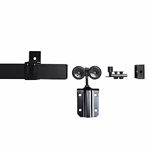DIYHD 6FT Black Box Rail Sliding Barn Door Hardware Heavy Duty Outdoor Sliding Track Kit, 6FT Track kit, Wall Mount Kit