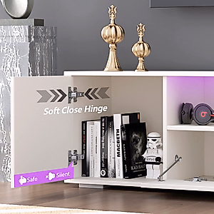 SOLBAKUILT High Gloss White TV Stand for 50/55/60/65/70/75+ Inch TV, LED Entertainment Center, Modern TV Console with Storage Drawers for Bedroom & Living Room