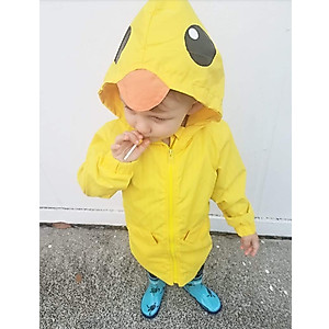 YOUNGER TREE Toddler Baby Boy Girl Duck Raincoat Cute Cartoon Hoodie Zipper Coat Outfit (Yellow, 24 Months)