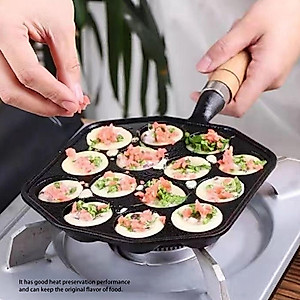 14 Holes Takoyaki Pan, Nonstick Cast Iron Multifunctional Octopus Meat Balls Grill Pan for Home Kitchen