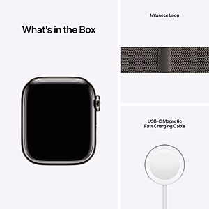 Apple Watch Series 7 [GPS + Cellular 41mm] Smart Watch w/Graphite Stainless Steel Case with Graphite Milanese Loop. Fitness Tracker, Blood Oxygen & ECG Apps, Always-On Retina Display, Water Resistant