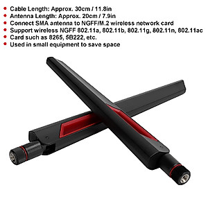 IPEX4 to SMA Cable, 2Pcs AC88 Antenna for M.2 Bluetooth External Extension, for Support NGFF 802.11a, 802.11b, 802.11g, 802.11n, 802.11ac, Bluetooth Card