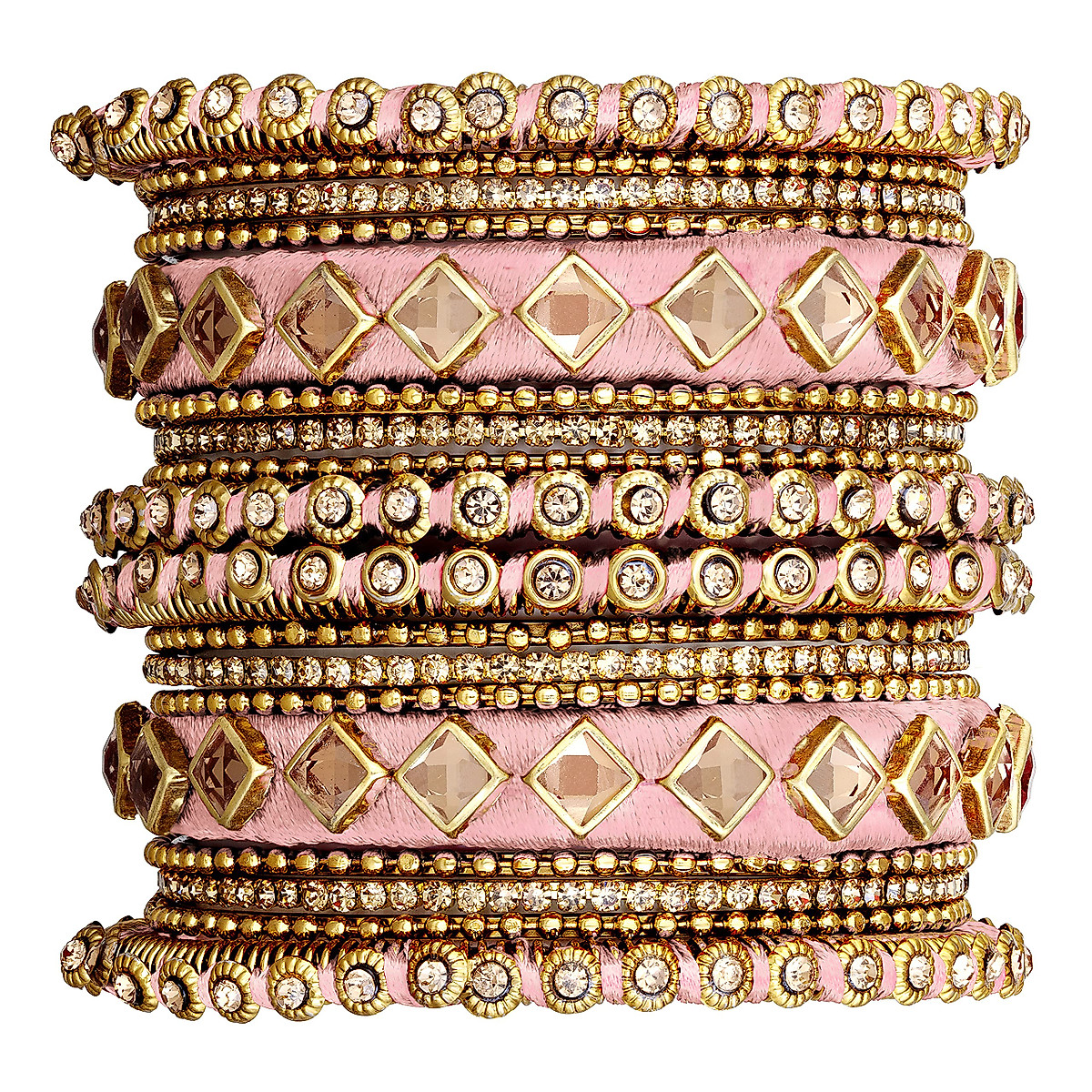 Aheli Matching Floral Kundan Silk Thread Chuda Chura Bangle Set Indian Traditional Bridal Fashion Jewelry for Women Girls Size