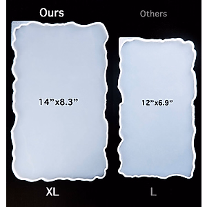 Booshow Silicone Resin Tray Mold Geode Agate XL Silicone Tray Mold & Gold Handles with A3 Extra Large Silicone Sheet for DIY Crafts, Epoxy Resin Casting Molds for Making Faux Agate Tray,Serving Board