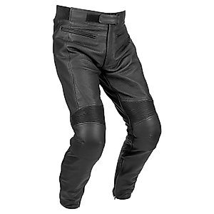 Noru Men's Kuro Armored Leather Motorcycle Riding Pants Warm Weather Sport-Touring Black