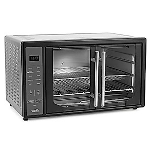 Oster Extra Large Single Pull French Door Turbo Convection Toaster Oven w/ 2 Removable Baking Racks, 60-Minute Timer, & Adjustable Temperature, Black