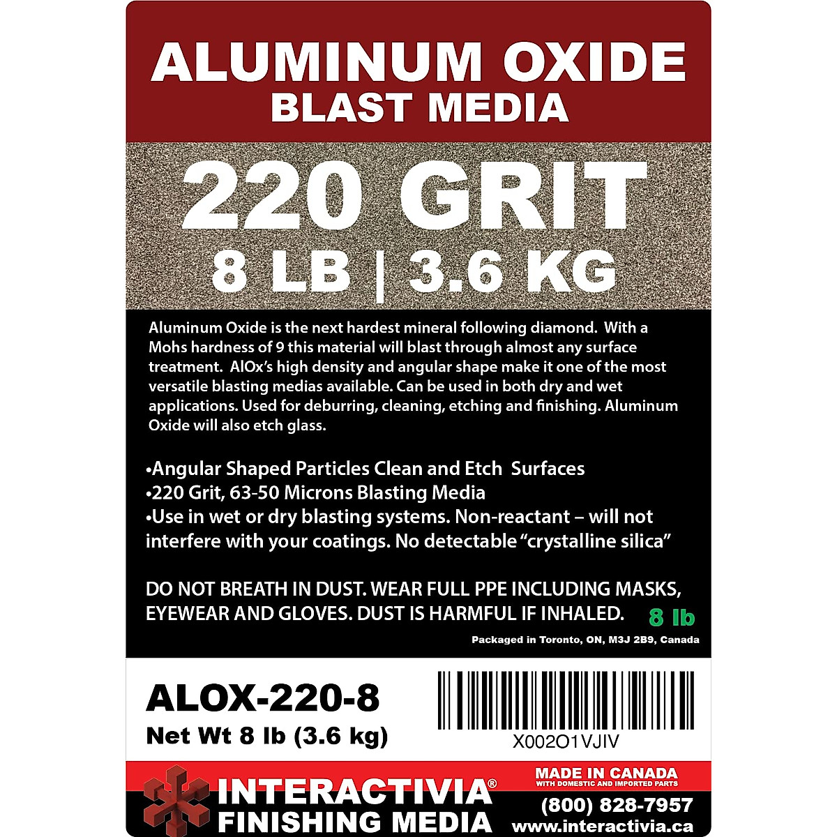 #220 Aluminum Oxide - 8 LBS - Ultra Fine Sand Blasting Abrasive Media for Blasting Cabinet and Blasting Guns.
