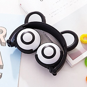 GZCRDZ Kids Headphones Bear Ear-Inspired USB Rechargeable LED Backlight,Wired On/Over Ear Gaming Headsets 85dB Volume Limited for Girls,Boys,Compatible for Kids Tablet,iPad,iPhone,Android,PC（Black）