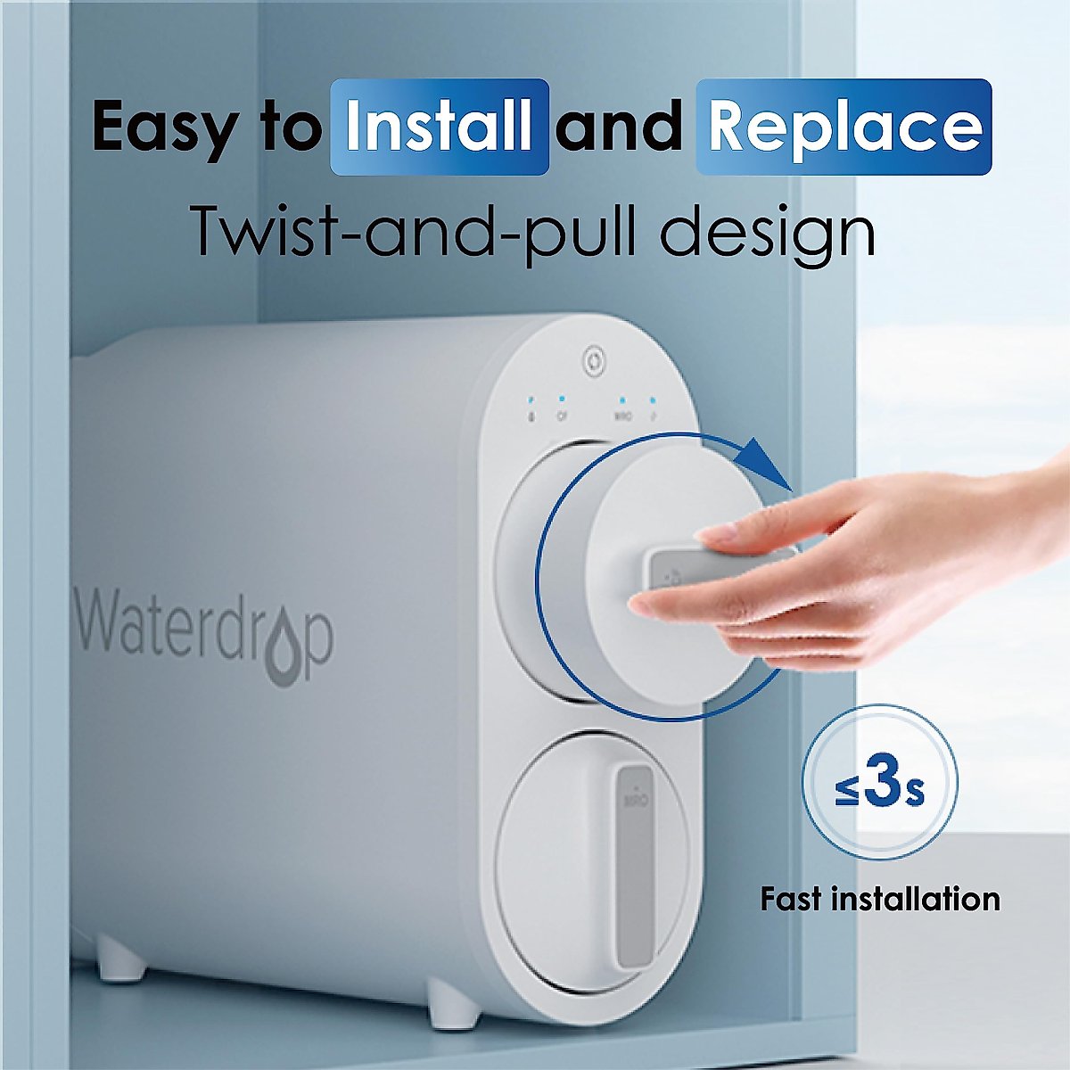 Waterdrop WD-G2-W WD-G2-B Replacement Filter 2-Year Combo, Pack of 2 WD-G2CF Filters and 1 WD-G2MRO Filter, Reduce PFAS
