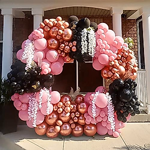 Pink Black Balloon Garland Metallic Rose Gold Balloon Different Size Black Latex Pastel Pink Arch Kit for Baby Shower Birthday Bridal Shower Wedding anniversary Anniversary Graduations Decoration