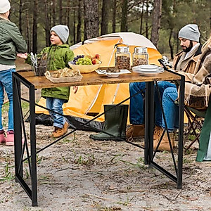 Shahoo Computer Desk 39 Inch, Folding Writing Table No Assembly, Sturdy Small Home Office Desktop, Firewood