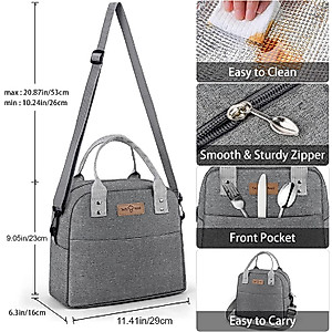 Insulated Lunch Bags for Women Men - Reusable Cooler Lunch Box for Office, Work, Picnic, Beach- Freezable Lunch Bag Organizer for adults - Leakproof lunch bag with adjustable shoulder strap.
