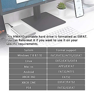 HWAYO 750GB Portable External Hard Drive, USB3.1 Gen 1 Type C Ultra Slim 2.5'' HDD Storage Compatible for PC, Desktop, Laptop, Mac, Xbox One (Black)