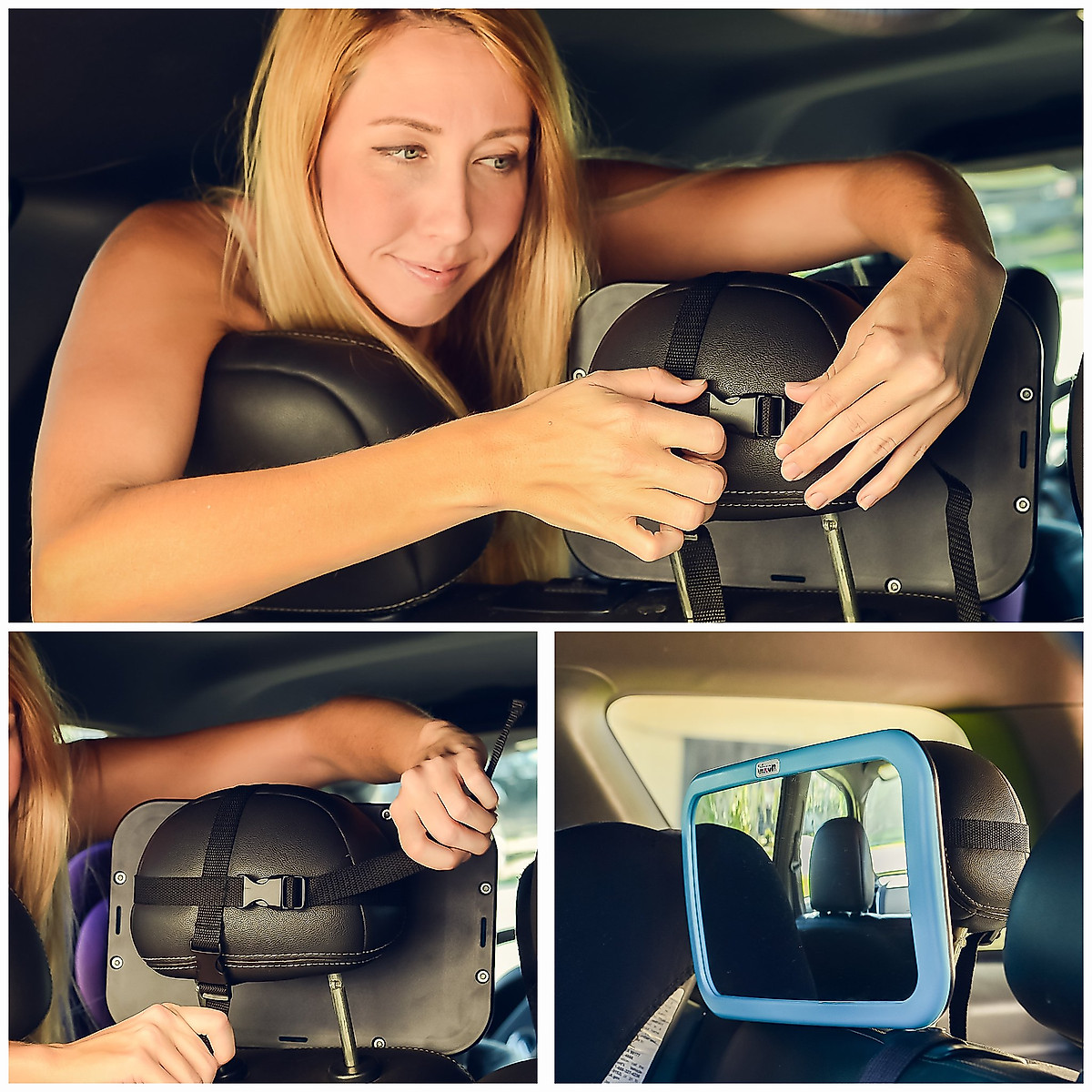 Bixon Baby Car Mirror, Rear Facing, Convex Shatterproof Back-Seat Mirror, Easy Fitting to Keep Baby In Sight, Clearer View With Allowed Rotation