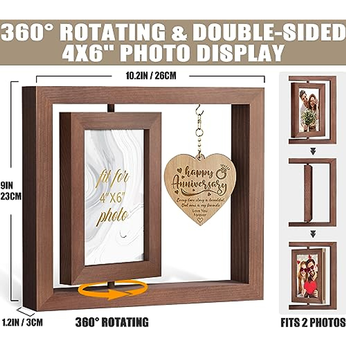 Anniversary Gifts for Him Her Wedding Anniversary Gifts for Wife Husband Couple Gifts, Happy Anniversary Picture Frame for 4x6 Photos, 1-99 Years 50th Anniversary Decorations for Girlfriend Boyfriend