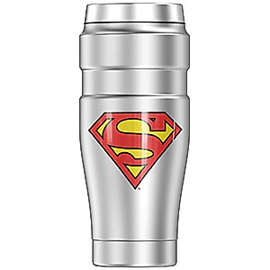THERMOS Superman Classic Logo Shield STAINLESS KING Stainless Steel Travel Tumbler, Vacuum insulated & Double Wall, 16oz