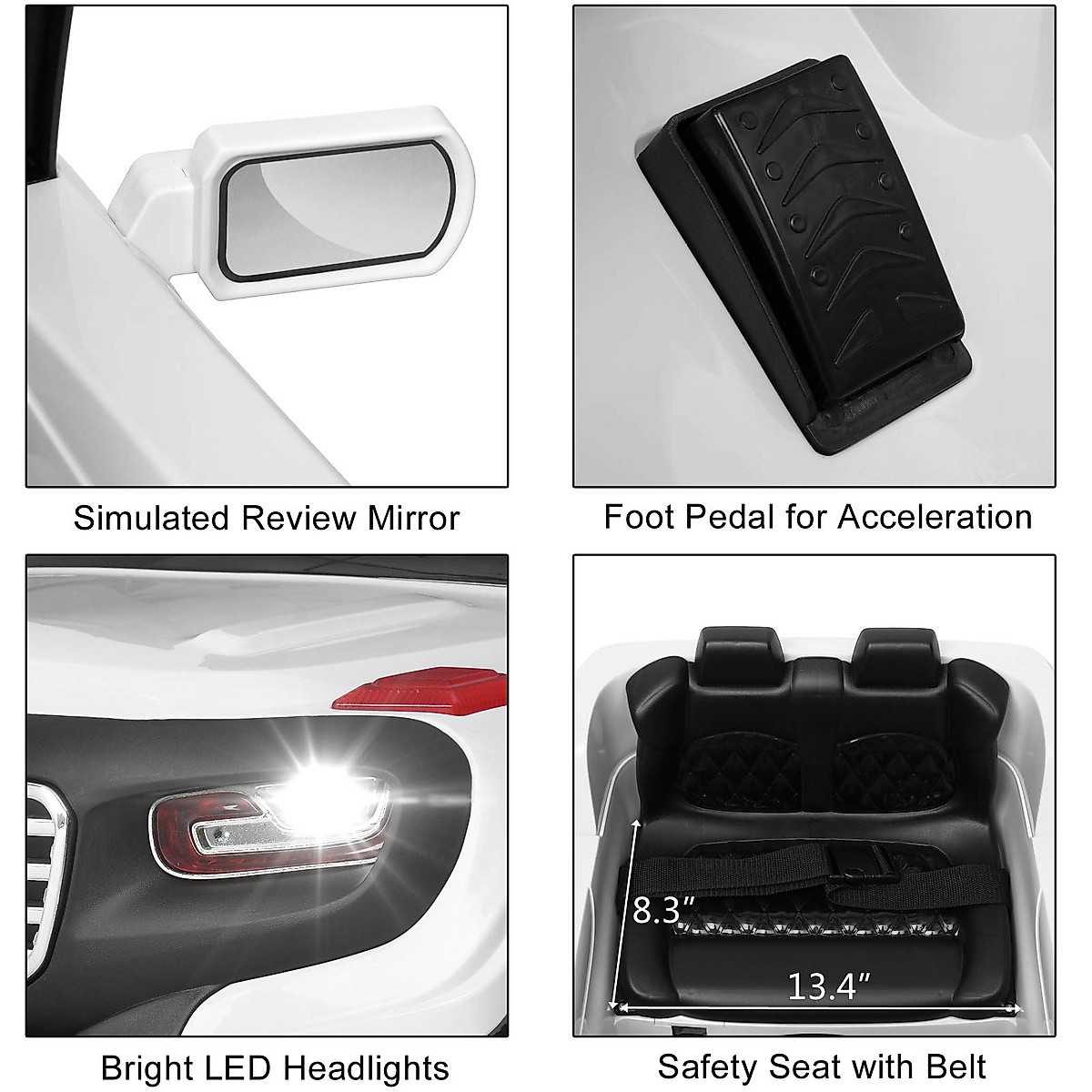 VALUE BOX Electric Remote Control Truck, Kids Toddler Ride On Cars 6V Battery Motorized Vehicles Children's Best Toy Car Safe with 3 Speeds, Music, seat Belts, LED Lights and Realistic Horns (White)