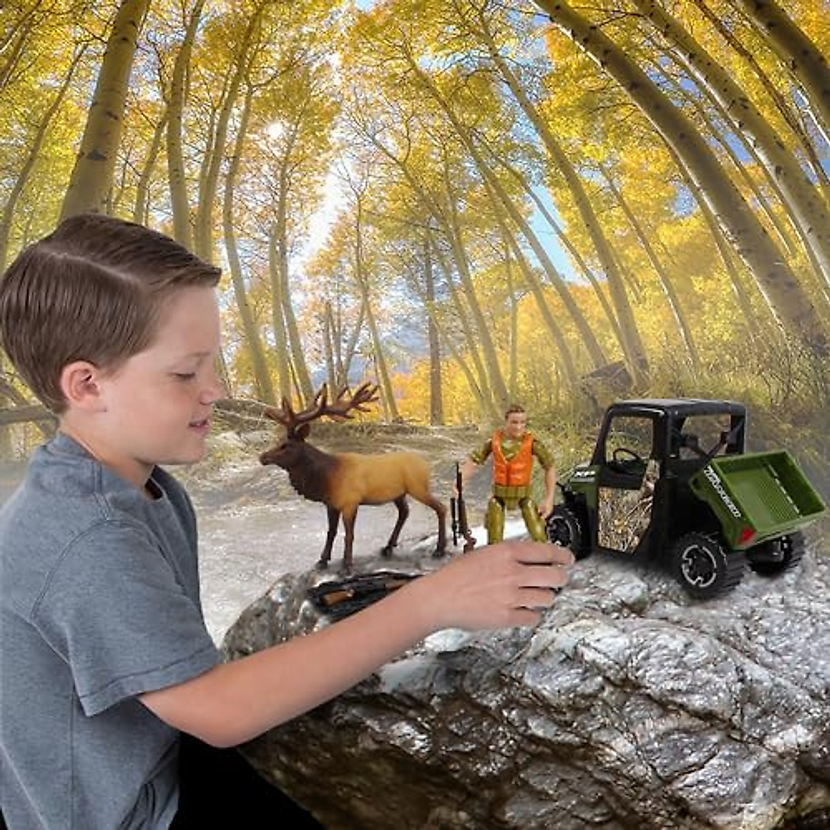 NKOK 1:18 Realtree 6 Piece RT Polaris Ranger Elk Hunting Playset (Colors May Vary), Allows Children to Pretend Play and Use Their Imagination, for Ages 3 and up