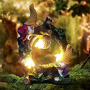 VZVXCC Solar Garden Statue Outdoor-Garden Statues Gnomes Collecting Honey with Solar Lights Decoration for Patio Balcony Yard Lawn Ornament, Novelty Gift