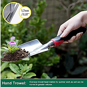 ESOW 11 Includes Hand, Transplant Trowel and Cultivator H Tool Set, 3 Piece Cast-Aluminum Heavy Duty Gardening Kit I, b