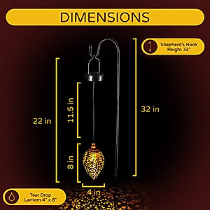 Solis Plus Outdoor Hanging Solar Light with Shepherd's Hook Included-Hanging Solar Lighting for Garden 8mm LED Solar Décor – Elegant Olive-Shaped Hanging Solar Lights Outdoor – Renewable Energy Source