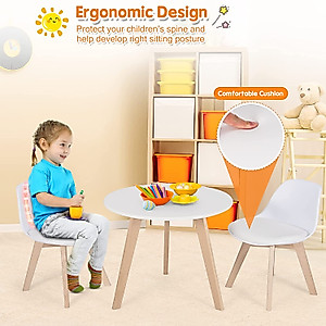 3 Pcs Kids Table and Chair Set, White