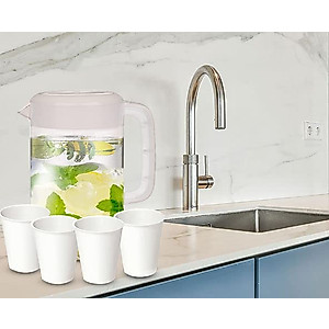 Smarthome Homesmart Plastic Water Pitcher, Juice 1 Gallon Pitchers With 4 Cups 12.5 oz, Tea Jug, Container, White Beverage For Ice & Lemonade, 4L Mixing BPA-free