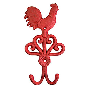Rooster Cast Iron Wall Hook 9 Inch (Set of 2)